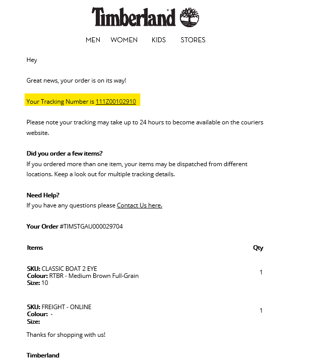 How do I track my order? – Timberland - Customer Experience Centre